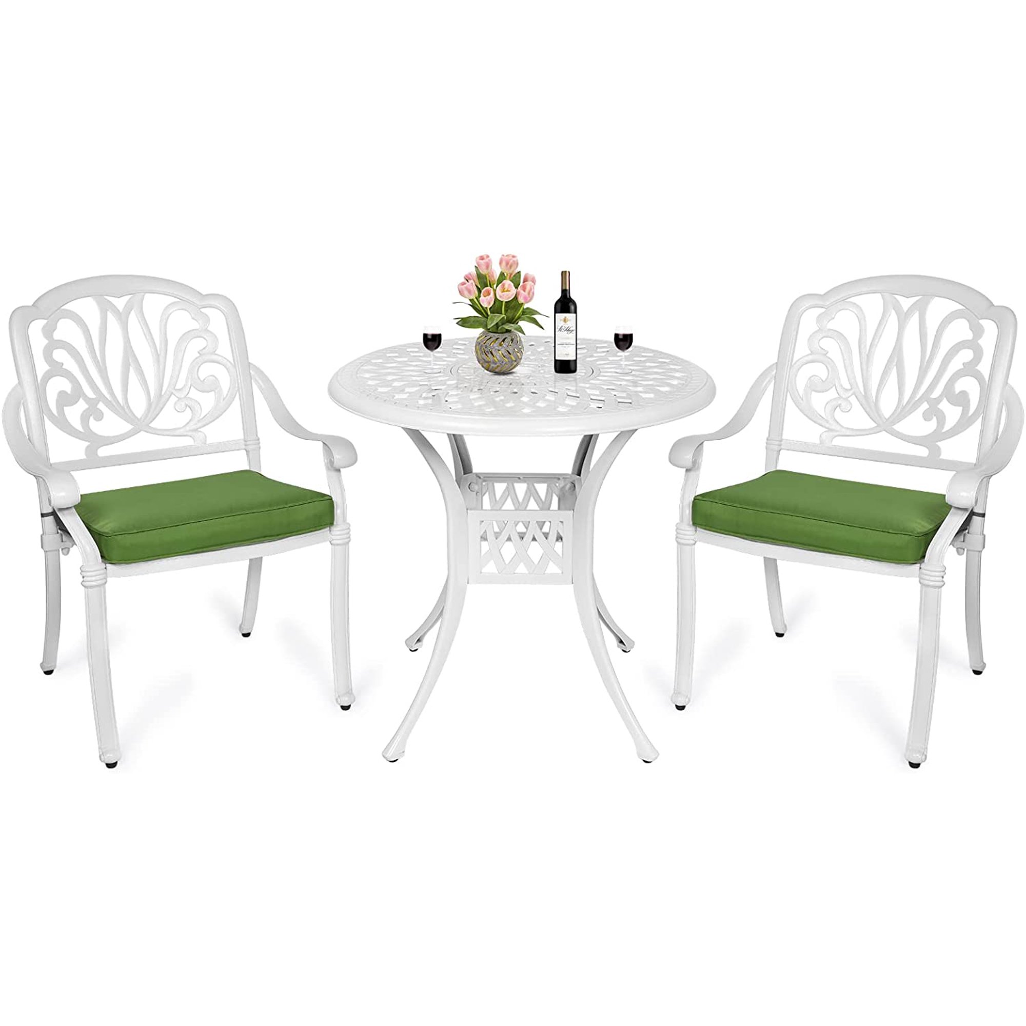 Attractive 3-Piece White Bistro Sets For The Outdoors