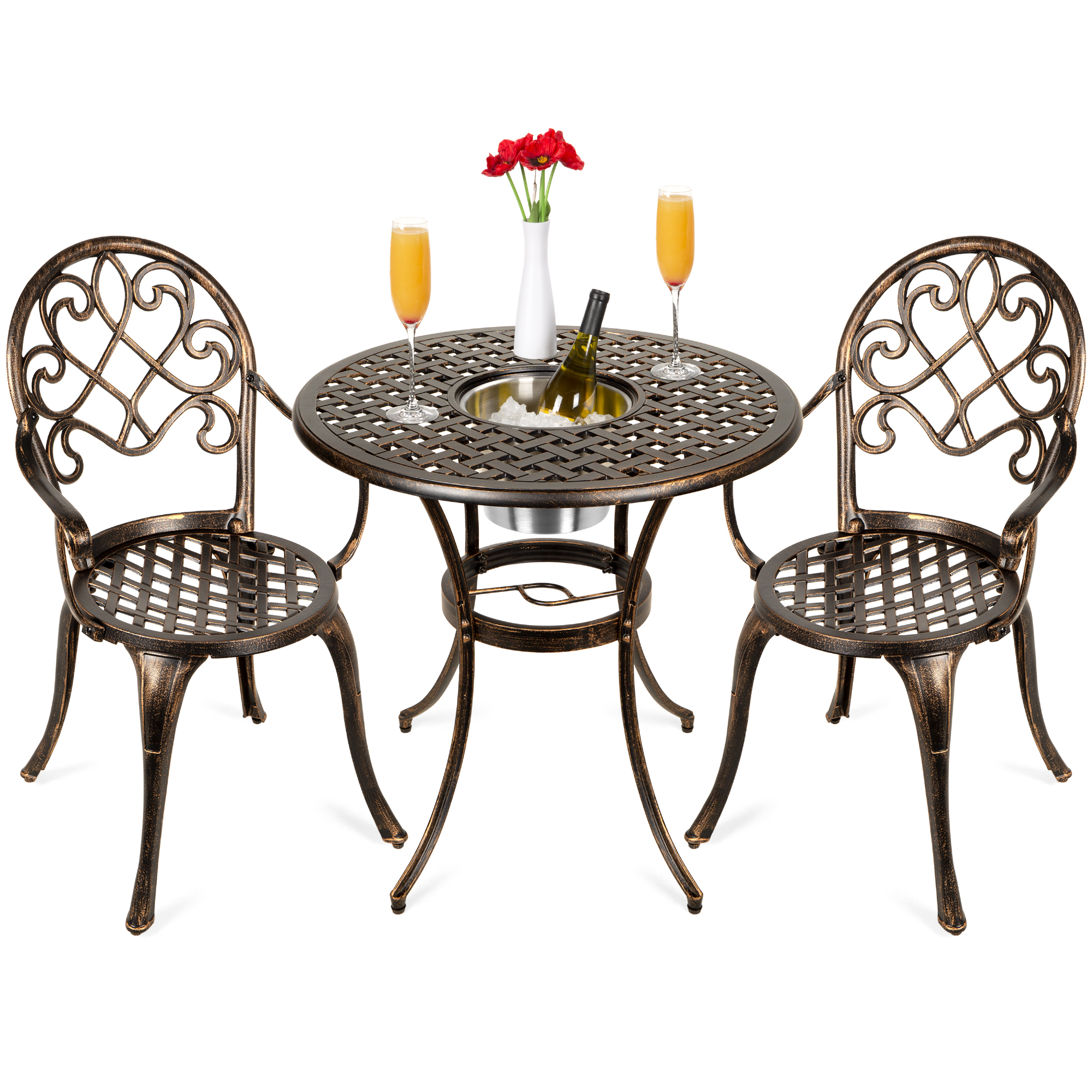 Best Choice Products Cast Aluminum Outdoor Patio Bistro Table Set w ...